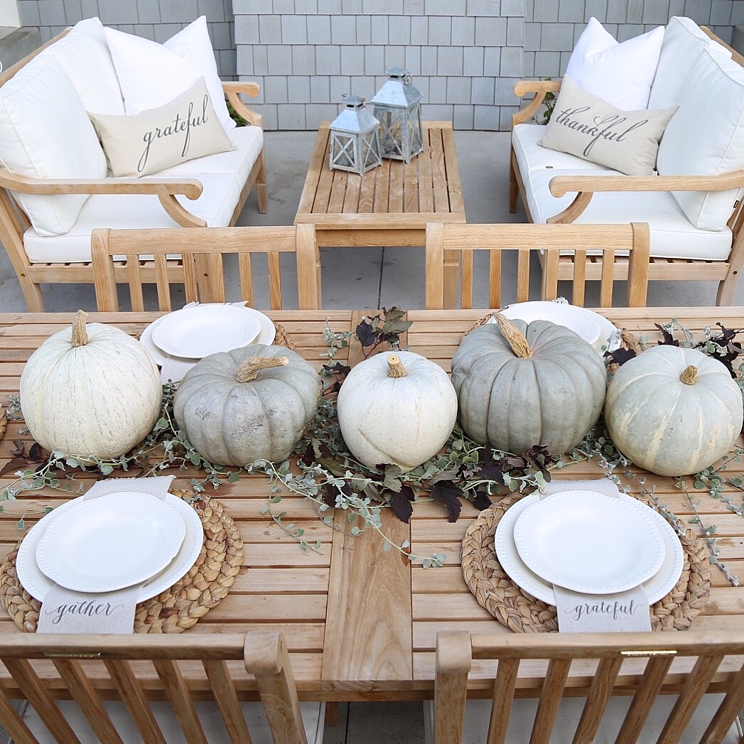 Neutral Fall Outdoor Tablescape - Cape Cod Farmhouse - Cambridge Home ...